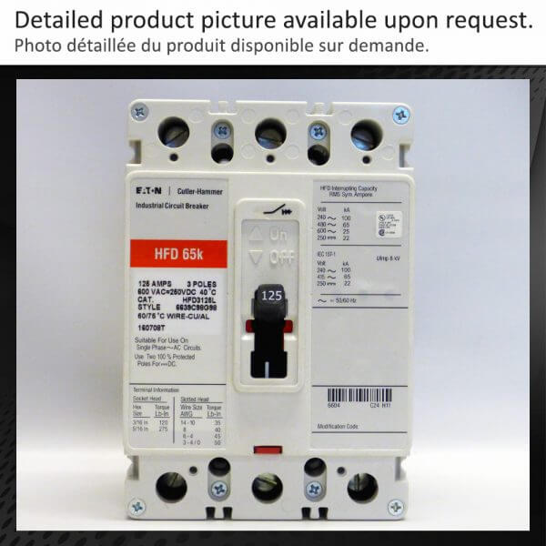 BREAKER 125A 600V 3P CUTLER HAMMER - Used - TESTED - SIB Electric Inc