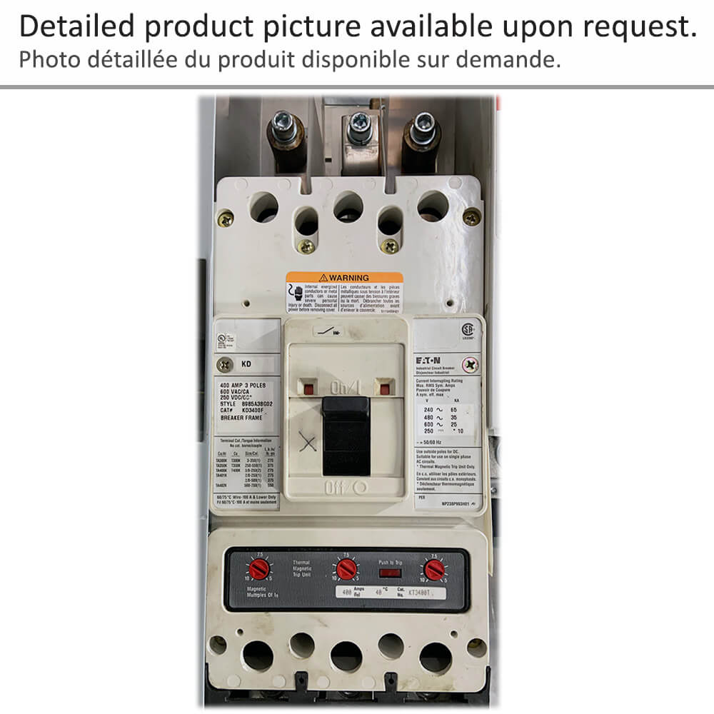 BREAKER 400A 600V 3P CUTLER HAMMER - Used - TESTED - SIB Electric Inc