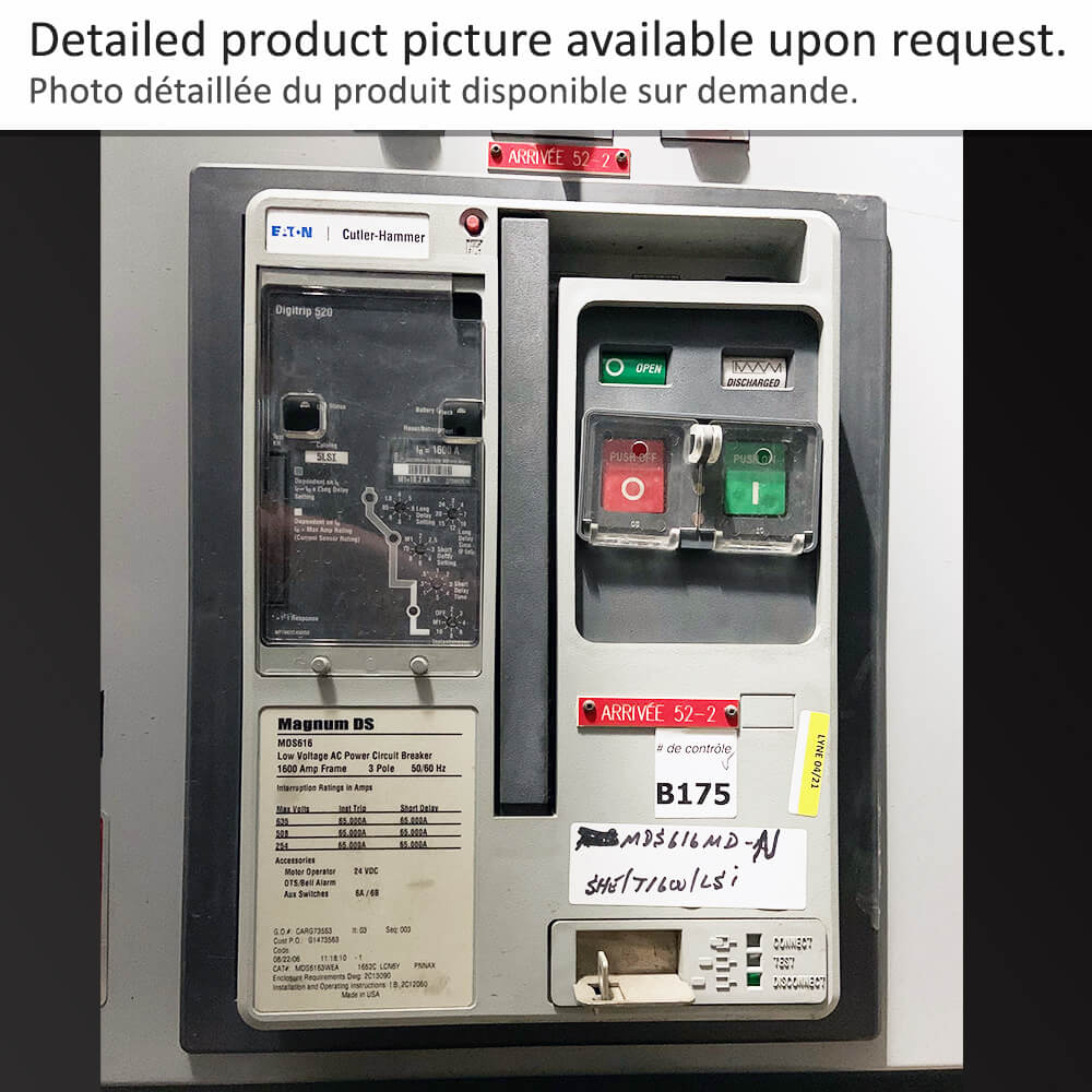 BREAKER 1600A 600V 3P M/O D/O EATON - New Surplus - TESTED - SIB ...