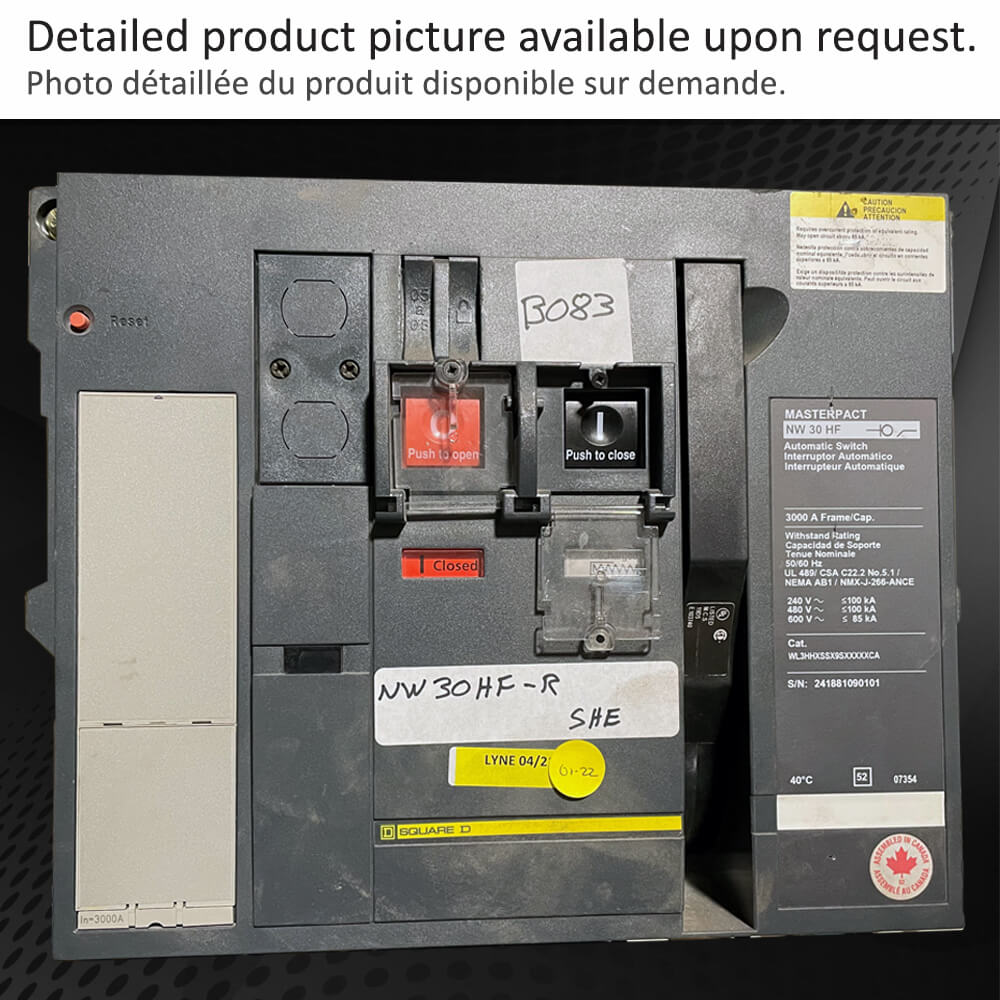 BREAKER 3000A 600V 3P SQD MASTERPACT 85KA FRAME ONLY - Used - TESTED ...
