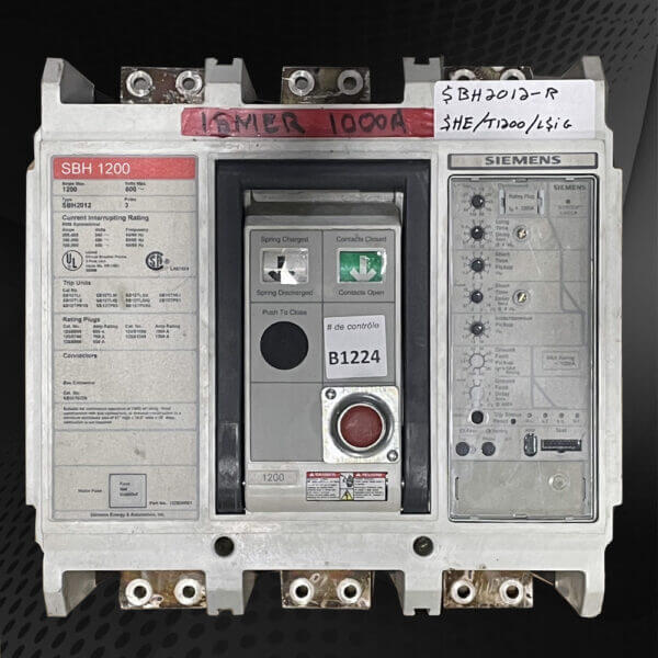 BREAKER 1200A 600V 3P M/O FIXED SIEMEN 100KA - Used - TESTED - SIB ...