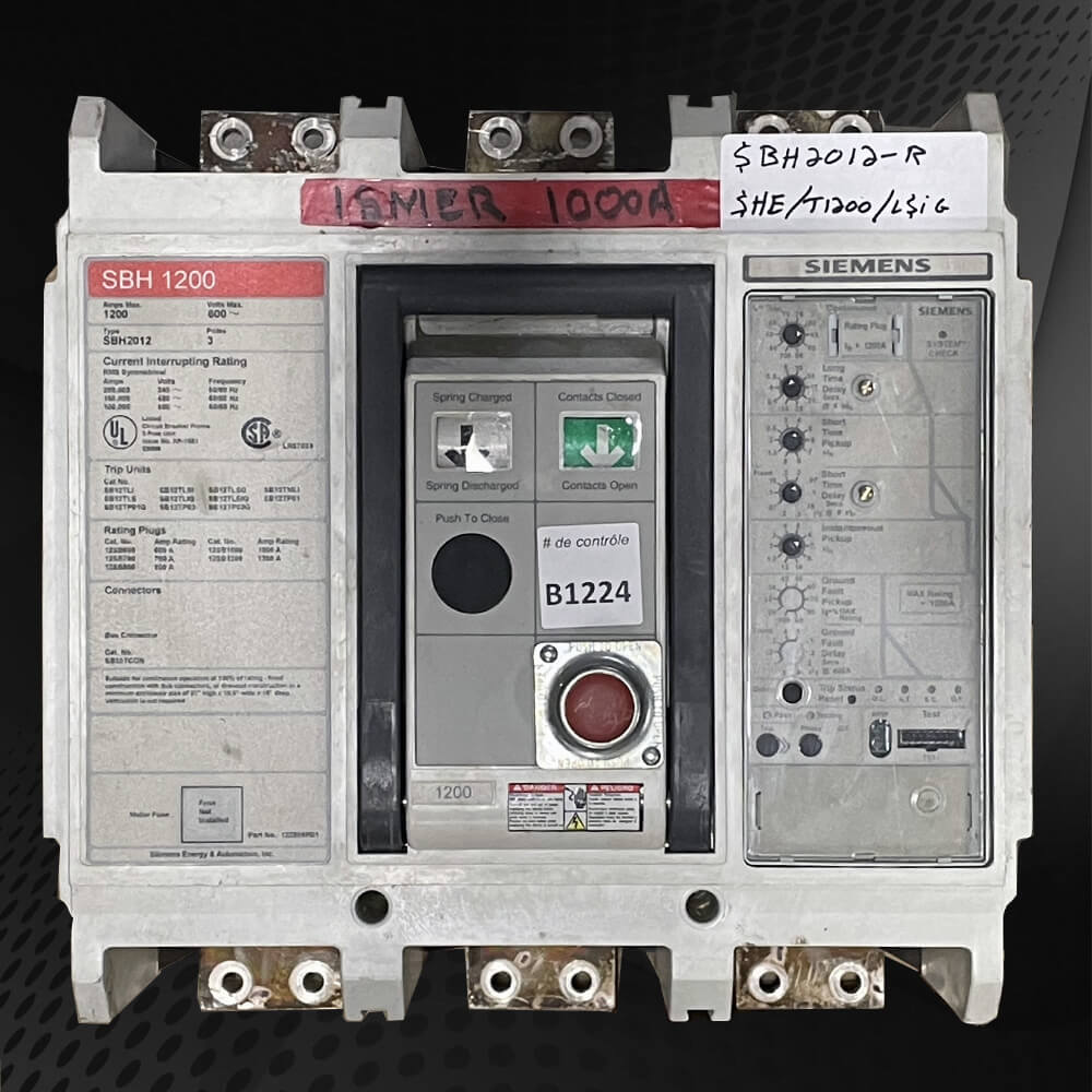 BREAKER 1200A 600V 3P M/O FIXED SIEMEN 100KA - Used - TESTED - SIB ...