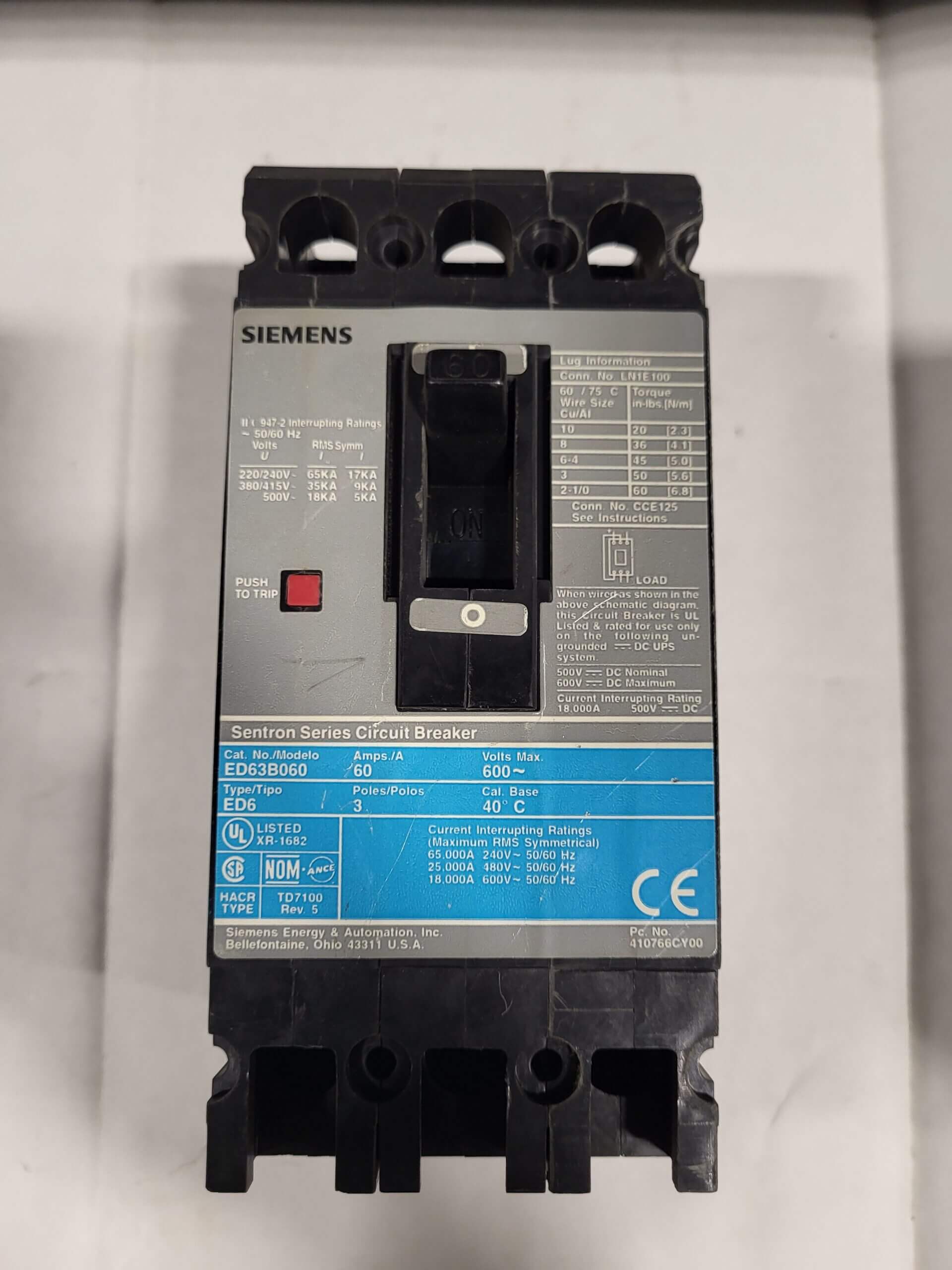 BREAKER 60A 600V 3P ITE - Used - TESTED - SIB Electric Inc