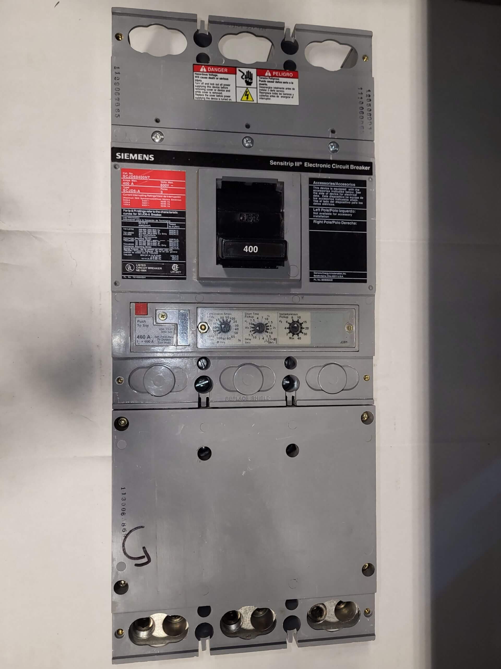 BREAKER 400A 600V 3P SIEMENS 50KA - Used - TESTED - SIB Electric Inc