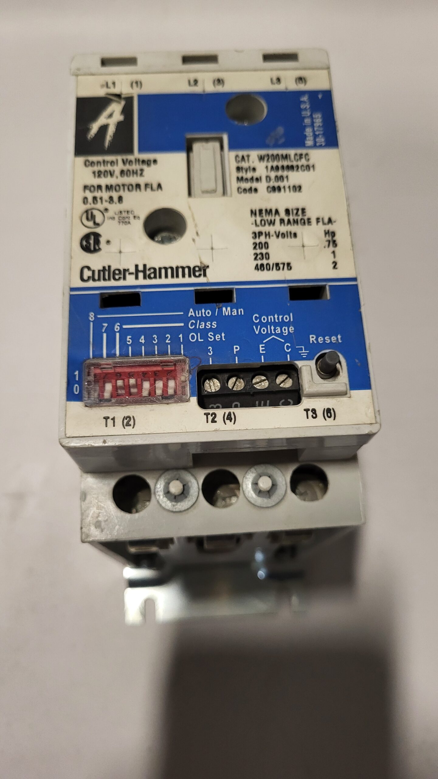 CONTACTOR NEMA SIZE LOW RANGE FLA, STYLE = 1A96682C01 - SIB Electric Inc