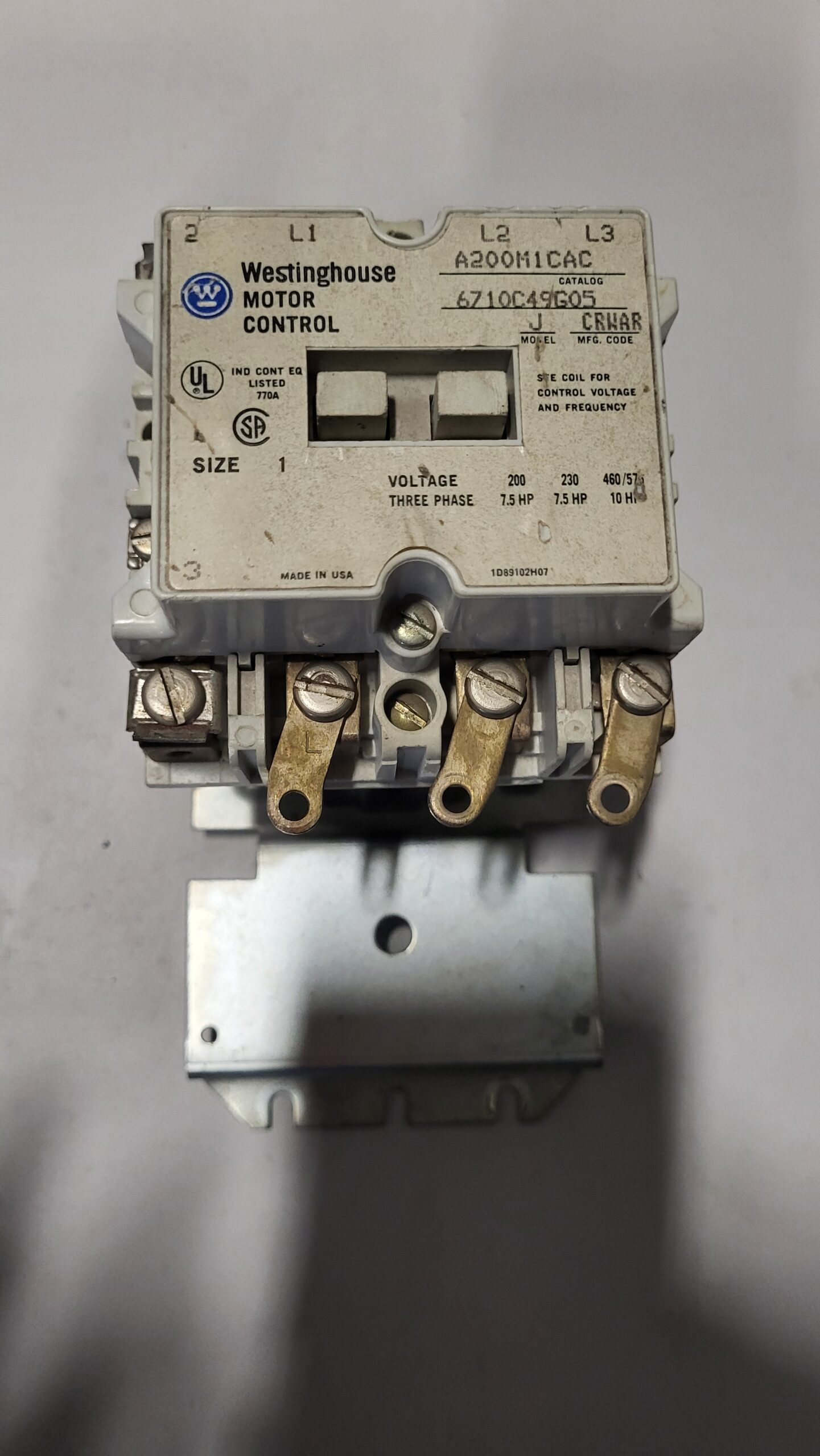 CONTACTOR NEMA SIZE 1, 10HP COIL 24V, STYLE = 6710C49G05 - SIB Electric Inc